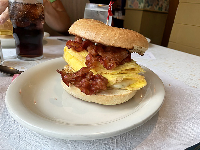 Behold the breakfast sandwich in its natural habitat&mdash;where eggs are fluffy, bacon is abundant, and diet plans go to die gloriously.