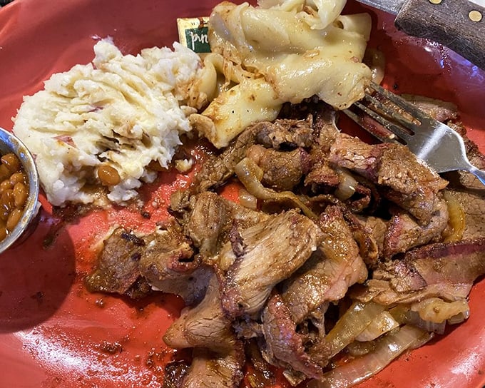 This isn't just brisket&mdash;it's a masterclass in smoke and patience, served alongside creamy sides that make you want to lick the plate.