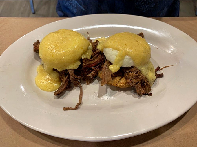 Brisket eggs Benedict? Whoever invented this breakfast-meets-barbecue masterpiece deserves a Nobel Prize in Deliciousness. The hollandaise sauce adds a silky richness.