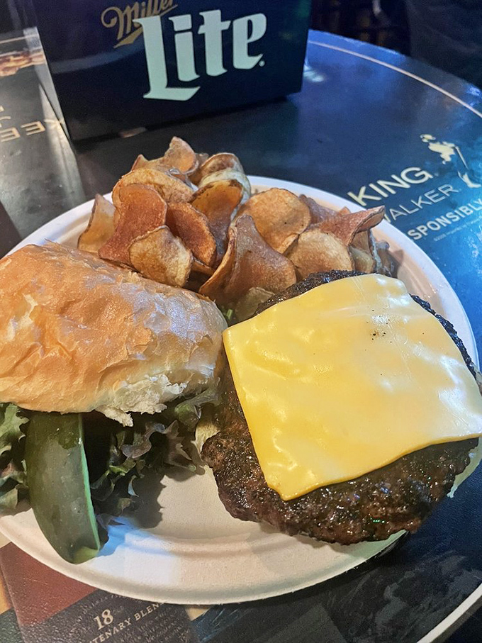 This isn't just a burger&mdash;it's a statement. Golden-crisp house-made chips and that perfectly melted cheese tell you someone in the kitchen actually cares.