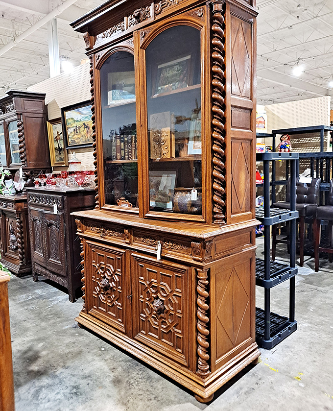 This isn't just a cabinet&mdash;it's a time machine disguised as furniture, with carved details that would make today's flat-pack assemblers weep with inadequacy.