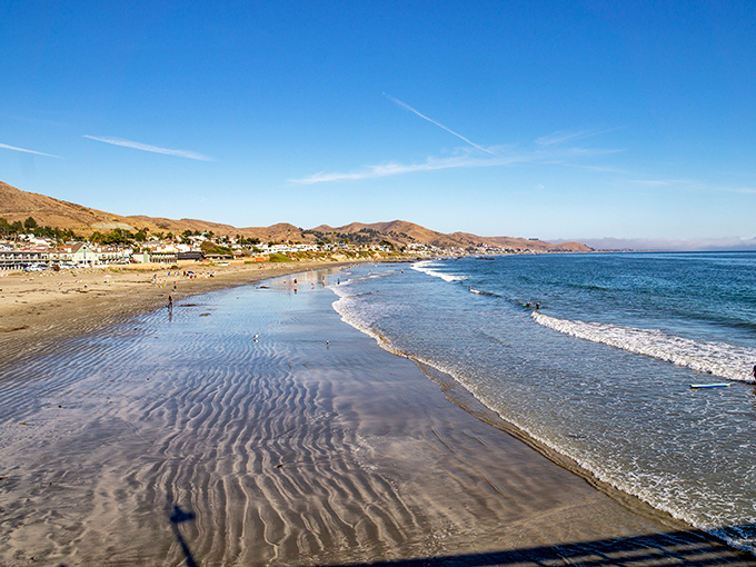 The rippled sand of Cayucos State Beach creates nature's own meditation pattern&mdash;more effective than any mindfulness app you've downloaded.