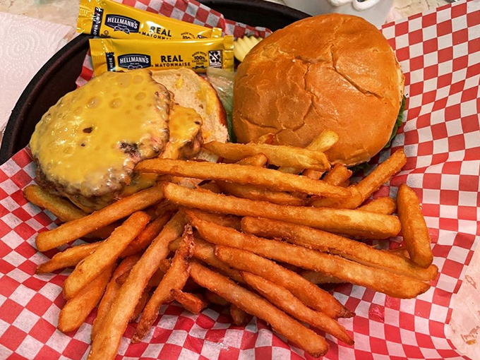 This isn't just a cheeseburger&mdash;it's comfort on a plate, with fries so golden they deserve their own trophy.