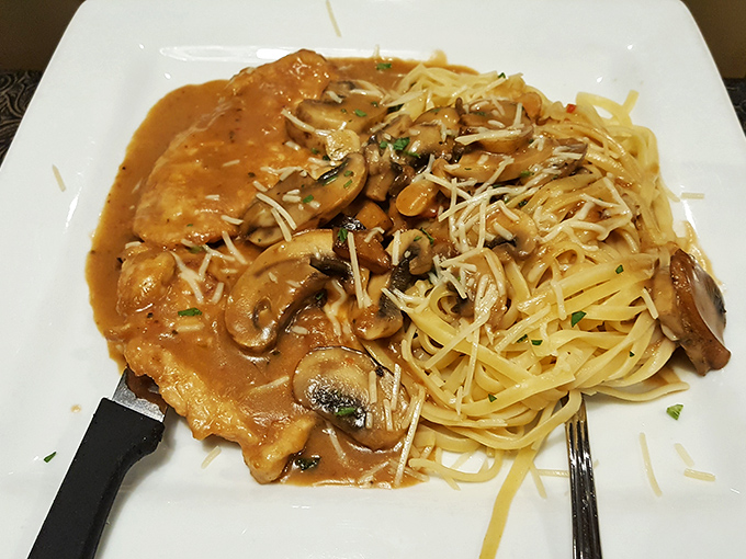 Chicken Marsala that deserves its own passport. Those mushrooms have clearly made a sacred pact with that sauce to deliver pure joy.
