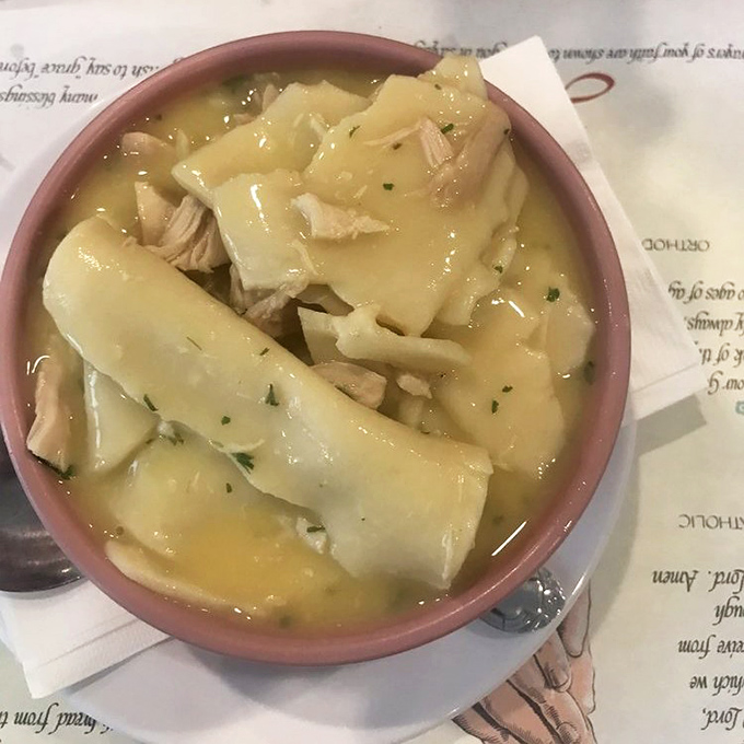 This chicken pot pie isn't the puff-pastry-topped creation city folks expect&mdash;it's pure Pennsylvania Dutch comfort with hand-rolled noodles swimming in savory broth.