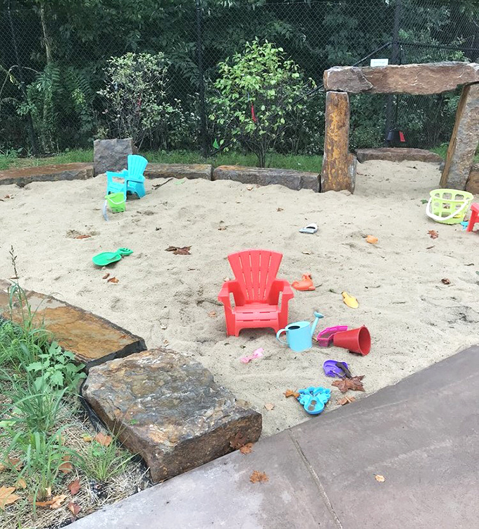 The children's sandbox area proves that kids and plants share one crucial trait&mdash;they both thrive when given room to play.