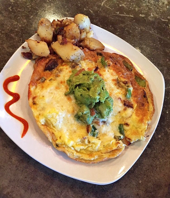 The Chorizo Frittata arrives like a work of art&mdash;a golden canvas of eggs topped with creamy avocado and surrounded by perfectly seasoned potatoes.
