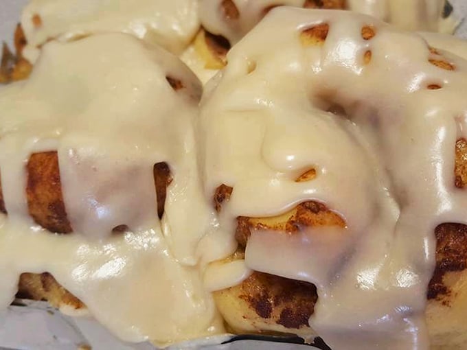 These cinnamon rolls aren't just breakfast &ndash; they're an event. That glaze doesn't drip, it cascades like a sugary waterfall of childhood dreams.