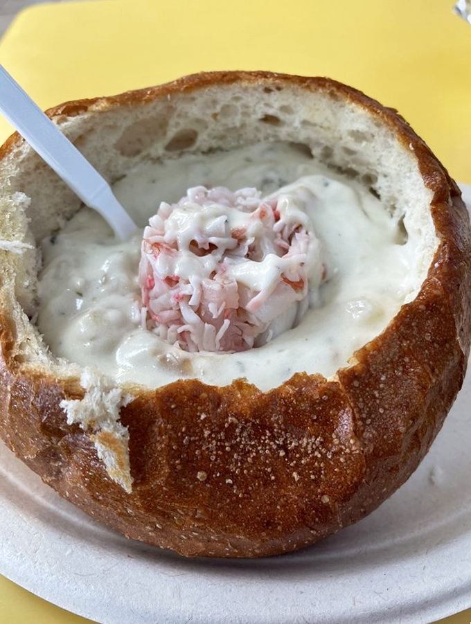 Behold the holy grail of clam chowder! This sourdough bread bowl isn't just a meal, it's a religious experience that's converted countless soup skeptics.