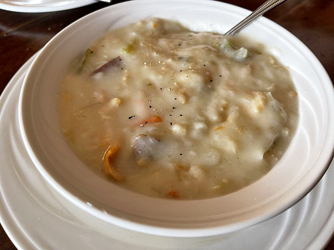 This isn't soup; it's a creamy coastal symphony where every clam plays first chair in the orchestra.