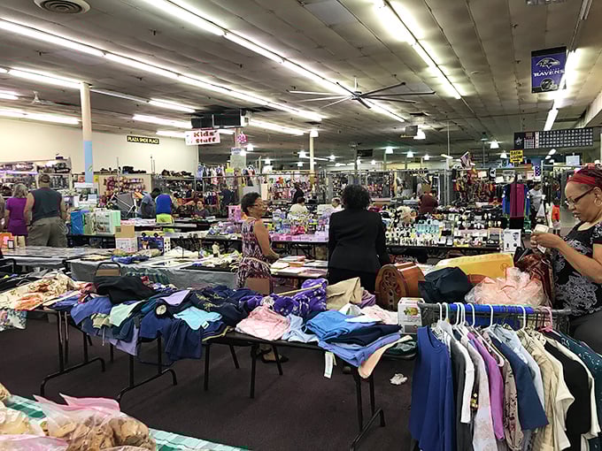 Clothing hunters in their natural habitat, navigating the textile wilderness where yesterday's fashions become tomorrow's vintage finds.