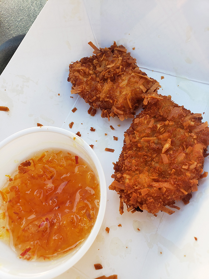 Coconut shrimp that could make a tropical island jealous, paired with a sweet-tangy dipping sauce that'll have you plotting your next visit before finishing the first bite.