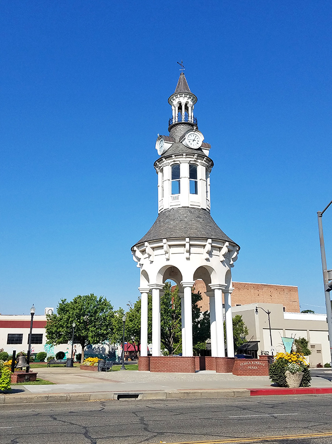 The Cone & Kimball Tower isn't just architectural eye candy&mdash;it's a timekeeper for a town where life moves at a pace that actually makes sense.