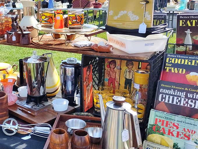 Better Homes and Gardens cookbooks that taught generations how to make the perfect Jell-O mold sit alongside mid-century kitchen treasures.