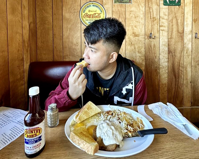 Country fried steak with gravy isn't just breakfast&mdash;it's edible therapy that makes Monday mornings slightly less criminal.