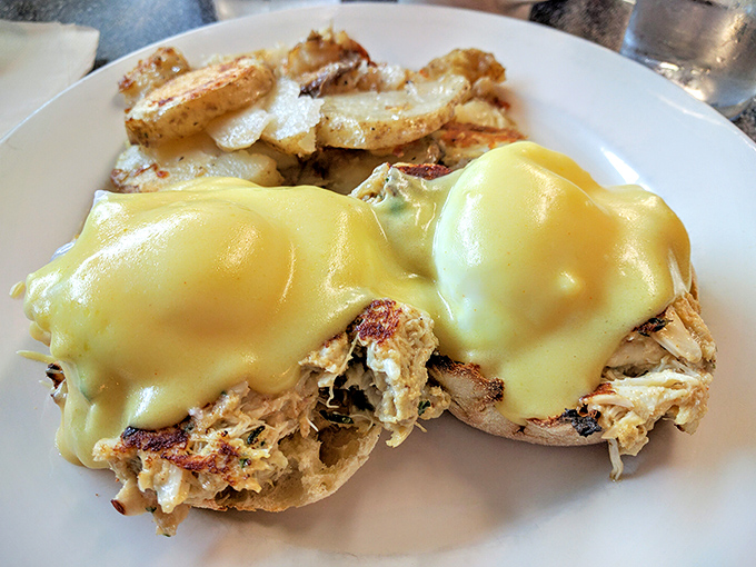 Behold the legendary Crab Benedict &ndash; where Maryland meets breakfast in a hollandaise-draped romance that would make Neptune himself weep with joy.