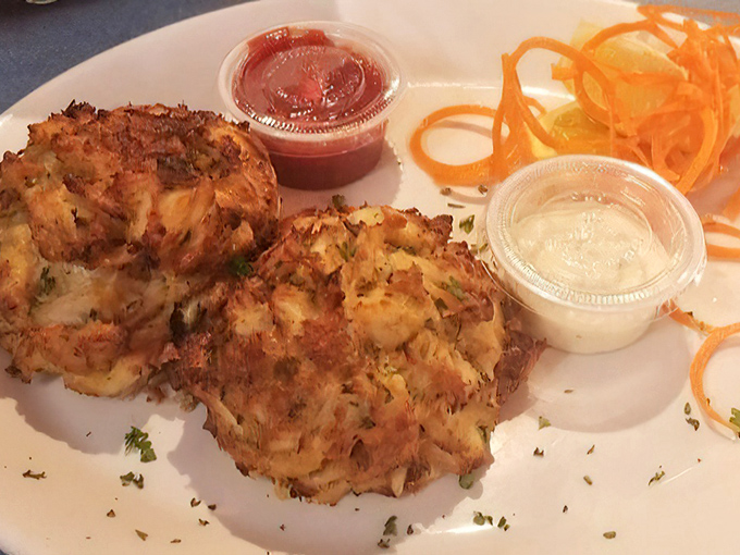 These golden-brown crab cakes are the reason Marylanders wake up in the morning – all lump meat and Old Bay magic with minimal filler, as God intended.