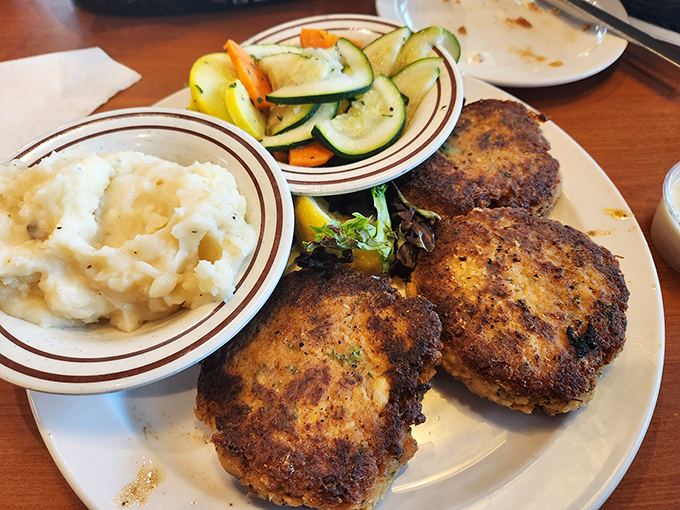 Golden-brown crab cakes that are actually crab, not cake&mdash;a rare and beautiful thing in this world of seafood imposters.