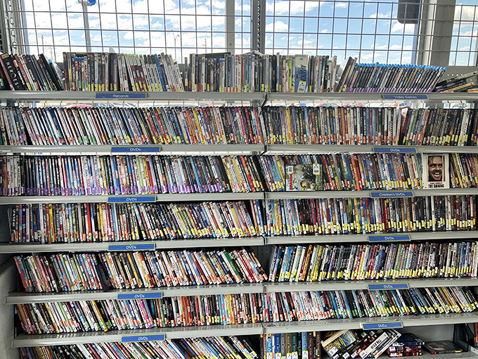 The DVD section rivals any streaming service's library. Remember when we'd spend Friday nights browsing Blockbuster? This is that nostalgia, but at thrift store prices.