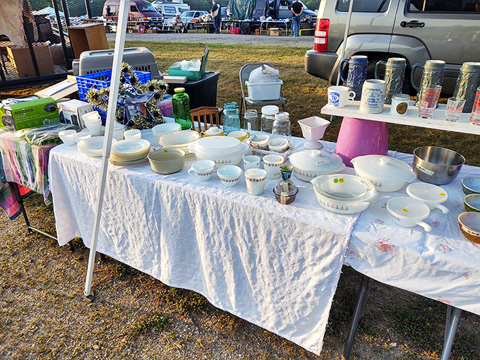 Grandma's china meets its match in this pristine display. These aren't just dishes&mdash;they're conversation pieces waiting to host your next dinner party drama.
