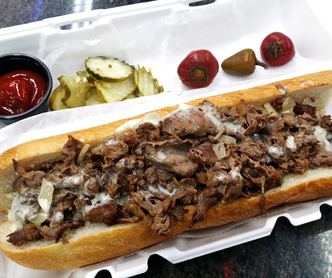 Behold the star attraction: a cheesesteak so honest and straightforward, it makes other sandwiches look like they're trying too hard.