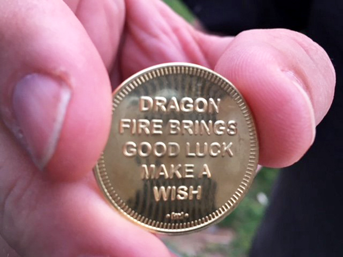 This golden token holds more promise than a lottery ticket &ndash; guaranteed dragon fire and good luck included.