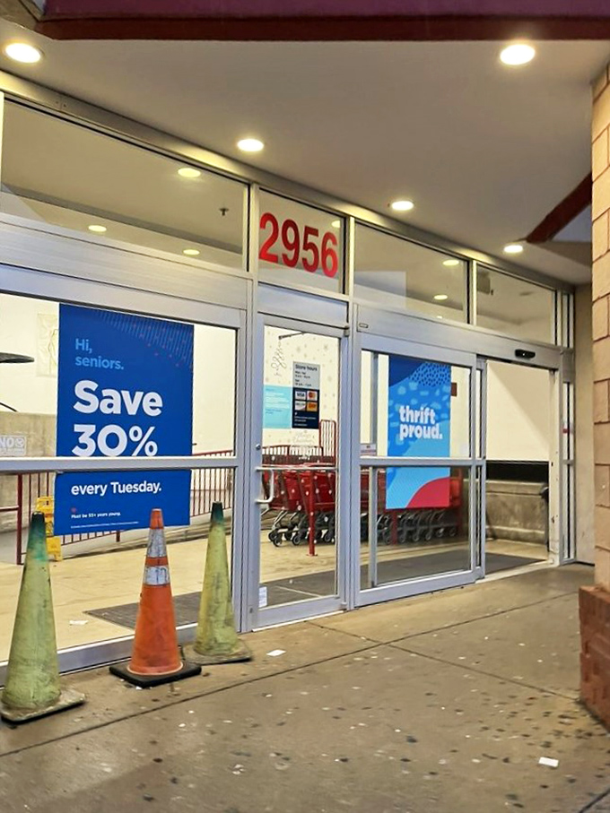 "Save 30%" promises the sign, but seasoned thrifters know the real savings lie in the unexpected gems waiting inside.