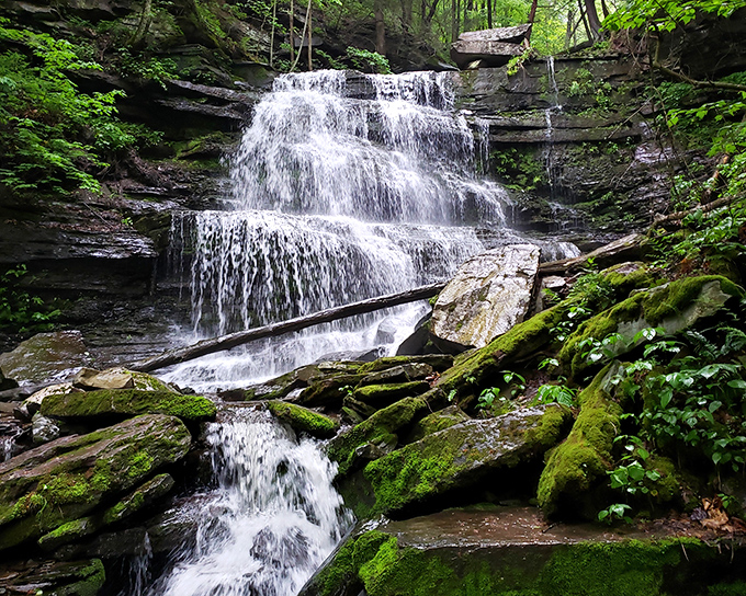 Water meets rock in a timeless dance that's been playing out since before humans arrived to applaud. Nature's standing ovation-worthy performance.