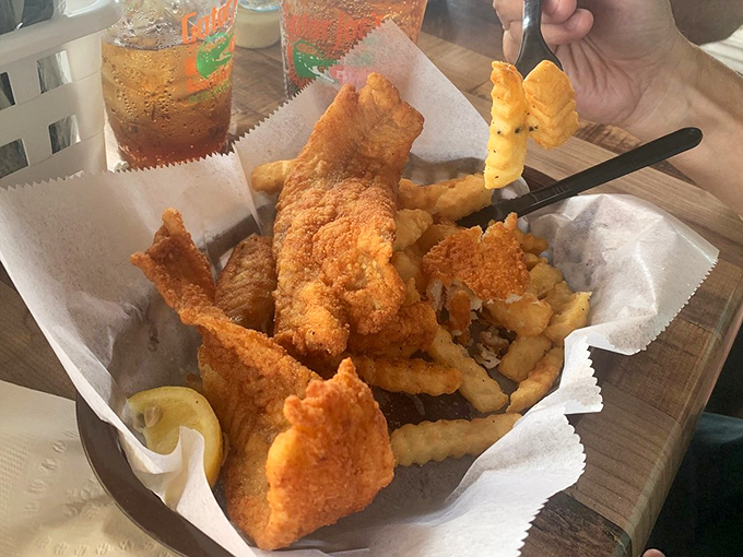 Behold the golden masterpiece that's converting fish and chips skeptics into true believers, one bite.