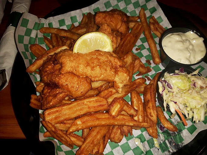 Golden-battered perfection that would make British pubs jealous. The fish breaks apart with just a fork's touch, while those hand-cut fries demand equal attention.