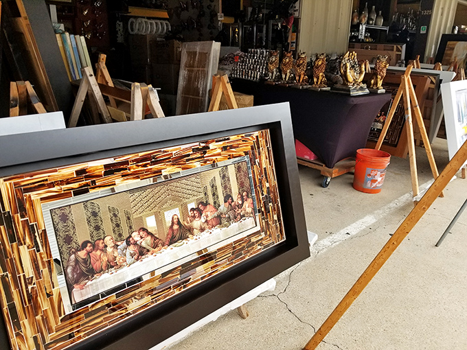 From religious iconography to decorative frames, this art vendor proves one person's attic discovery is another's living room centerpiece.