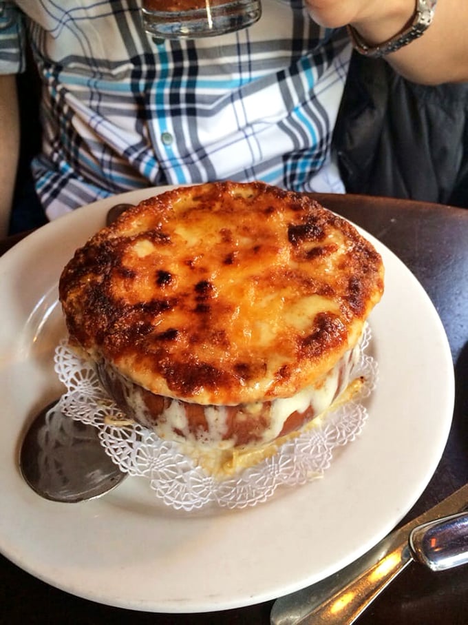 The legendary French onion soup &ndash; where cheese stretches to infinity and beyond, making even Buzz Lightyear jealous of its pull.