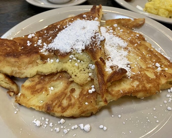 French toast that's achieved golden-brown perfection, dusted with powdered sugar. Each bite is a sweet reminder of why breakfast is worth getting out of bed for.