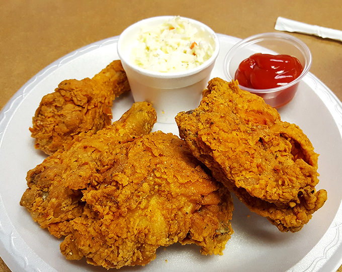 Golden armor of perfectly seasoned crust protecting juicy chicken underneath. This isn't just fried chicken&mdash;it's an edible work of art that speaks fluent Southern.