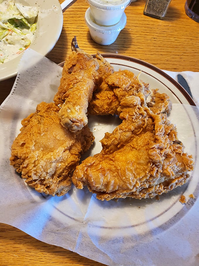 Golden-brown perfection that Colonel Sanders would salute. This fried chicken doesn't just talk the talk &ndash; it clucks the cluck.