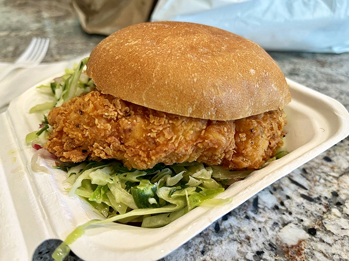 Behold the star of the show&mdash;a buttermilk fried chicken sandwich that makes other sandwiches question their life choices.