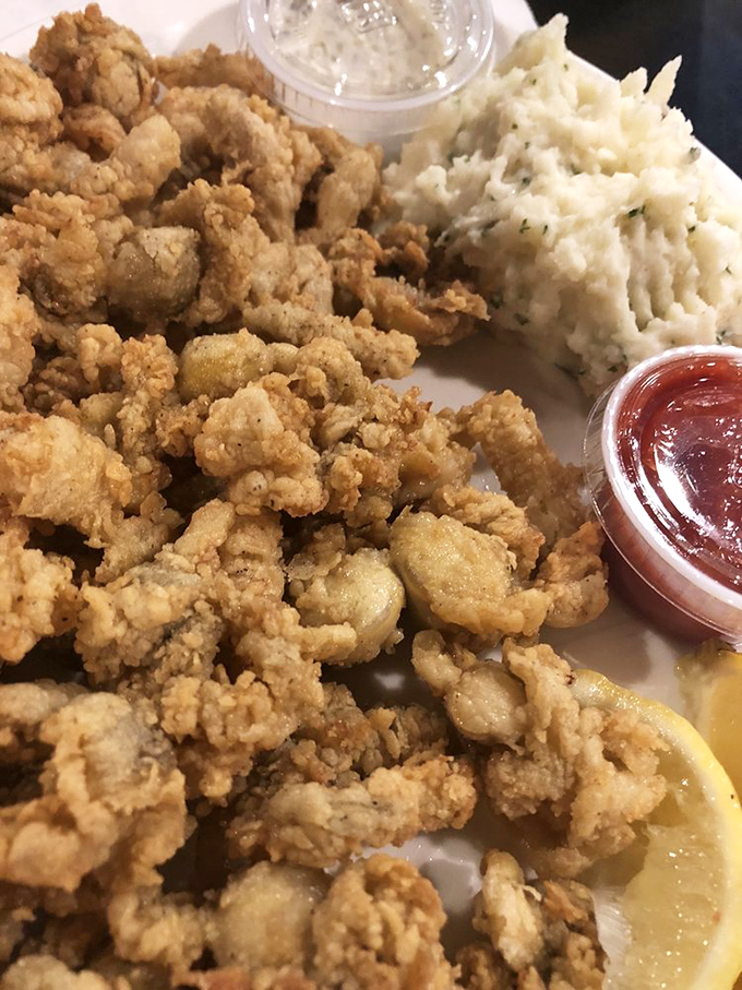 The holy grail of fried seafood: whole belly Ipswich clams. Golden, crispy perfection that makes you wonder why you'd eat anything else.