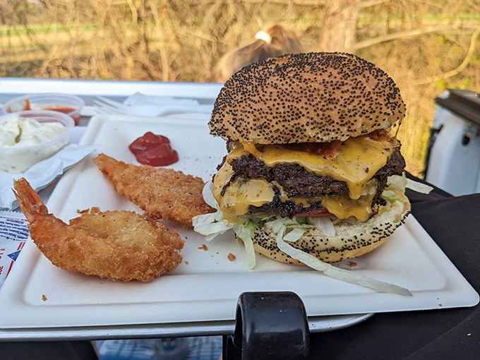 This isn't just a burger, it's architecture&mdash;a masterpiece of beef, cheese, and sesame seeds that demands both respect and napkins.