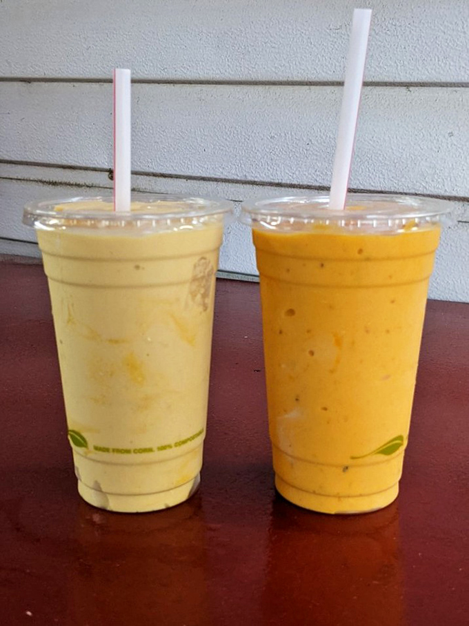 Liquid sunshine in two cups. These aren't your drive-thru milkshakes&mdash;they're fruit symphonies conducted by Florida's finest blender maestros.