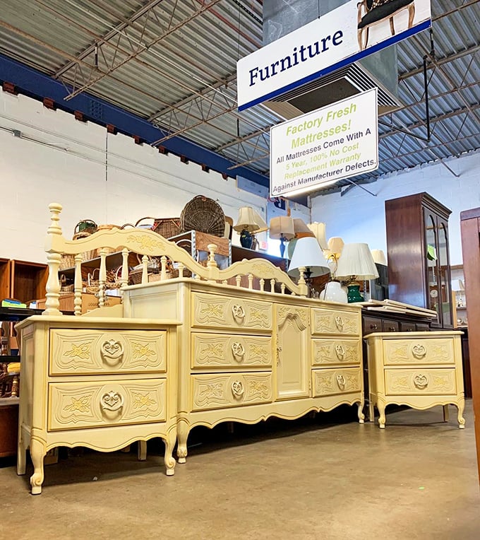 This elegant bedroom set proves that "secondhand" and "sophisticated" aren't mutually exclusive. Someone's French provincial fantasy could become your master bedroom reality.