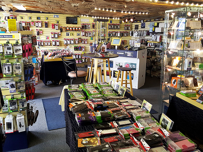 Tech meets tradition in this gadget-filled booth, proving even flea markets have evolved beyond grandma's china and vintage postcards.