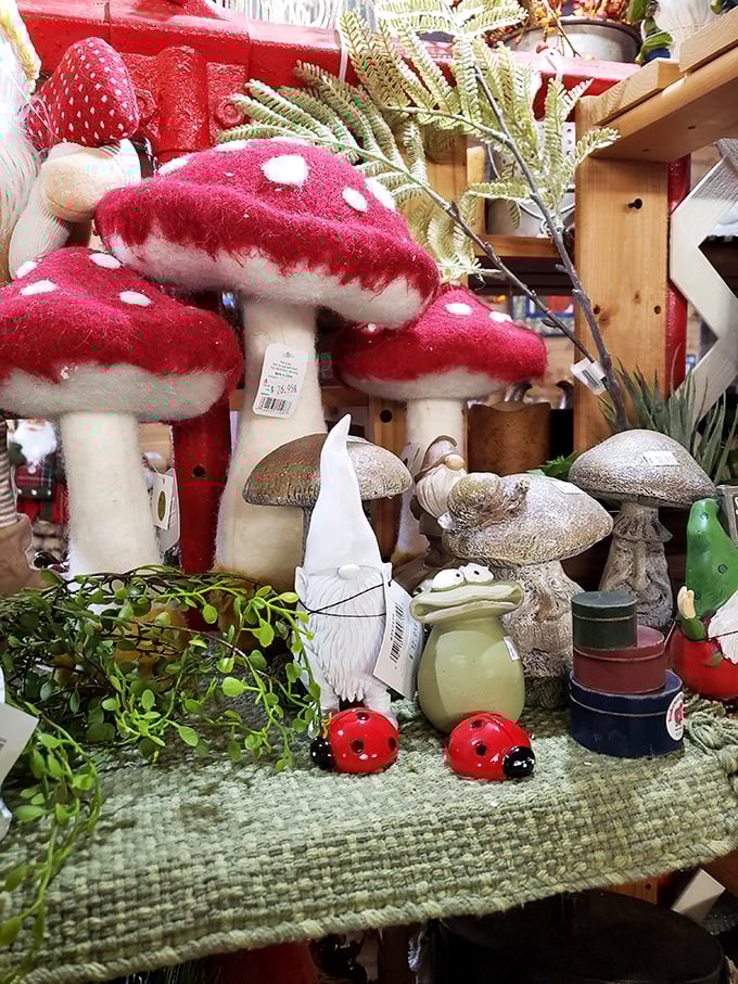 Where garden whimsy meets woodland fantasy. These mushrooms and gnomes could convince even the most dedicated city-dweller to start plotting their cottage garden retreat.
