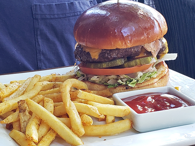 This isn't just a burger; it's a masterpiece between buns. The fries aren't sidekicks&mdash;they're co-stars in this delicious drama.