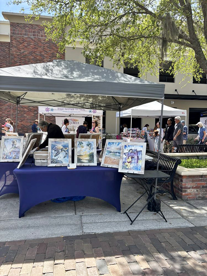 Local artists transform blank canvases into vibrant Florida landscapes, proving farmers markets feed both body and soul.