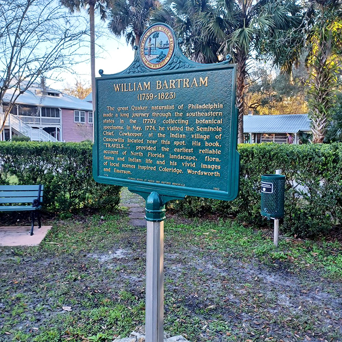 History isn't just in books here&mdash;it's on every street corner. This marker honors William Bartram, whose explorations would make today's travel influencers look like homebodies.