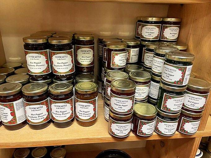 Homemade preserves and jellies create a rainbow of flavors that puts supermarket spreads to shame – pure liquid sunshine captured.