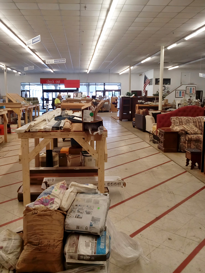 Organized chaos at its finest&mdash;building materials and furniture waiting for their second act. Marie Kondo would approve of this joyful recycling.