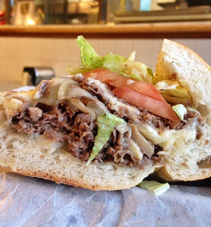 Behold the star attraction&mdash;tender roast beef, fresh veggies, and melty cheese create a sandwich symphony that makes other lunches look like mere rehearsals.