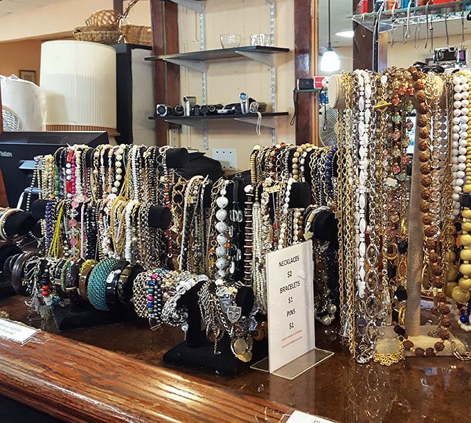 Necklace nirvana! More bling than a 1970s disco ball convention, all priced less than what you'd spend on a fancy coffee and pastry.