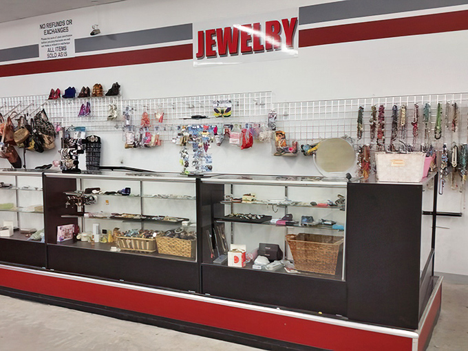 The jewelry counter: where costume meets heirloom in a glittering democracy. Someone's 1980s statement piece is about to become your conversation starter at dinner parties. 